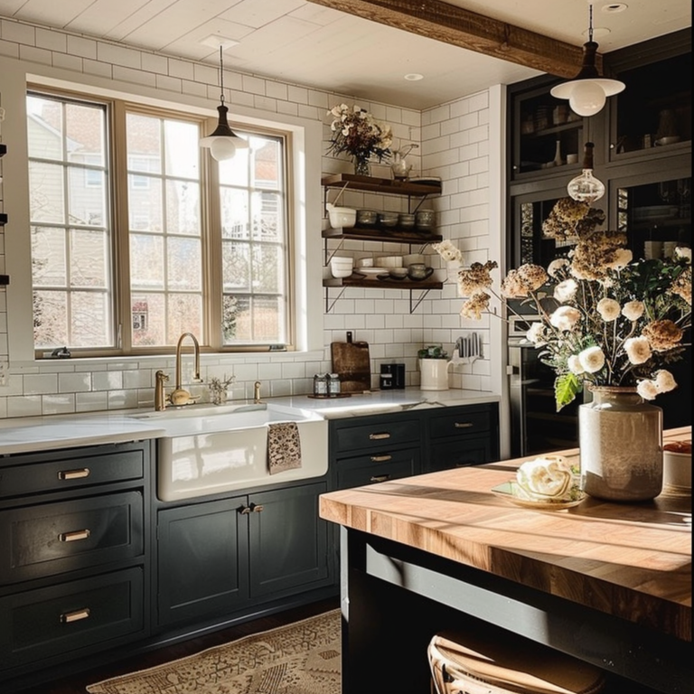 Best Cabinet colors with butcher block countertops - Posh|Chic|Cool