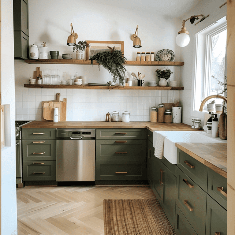 Butcher Block Countertops With Green Cabinets - Posh|Chic|Cool