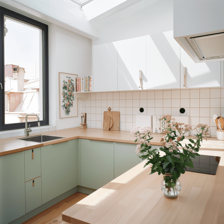 Butcher Block Countertops With Green Cabinets - Posh|Chic|Cool