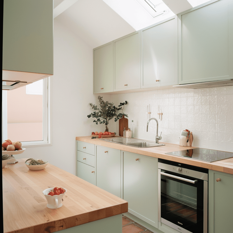 Butcher Block Countertops With Green Cabinets - Posh|Chic|Cool