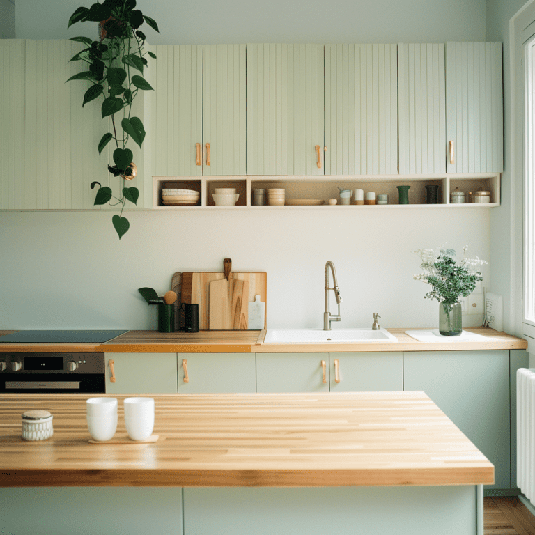 Butcher Block Countertops With Green Cabinets - Posh|Chic|Cool