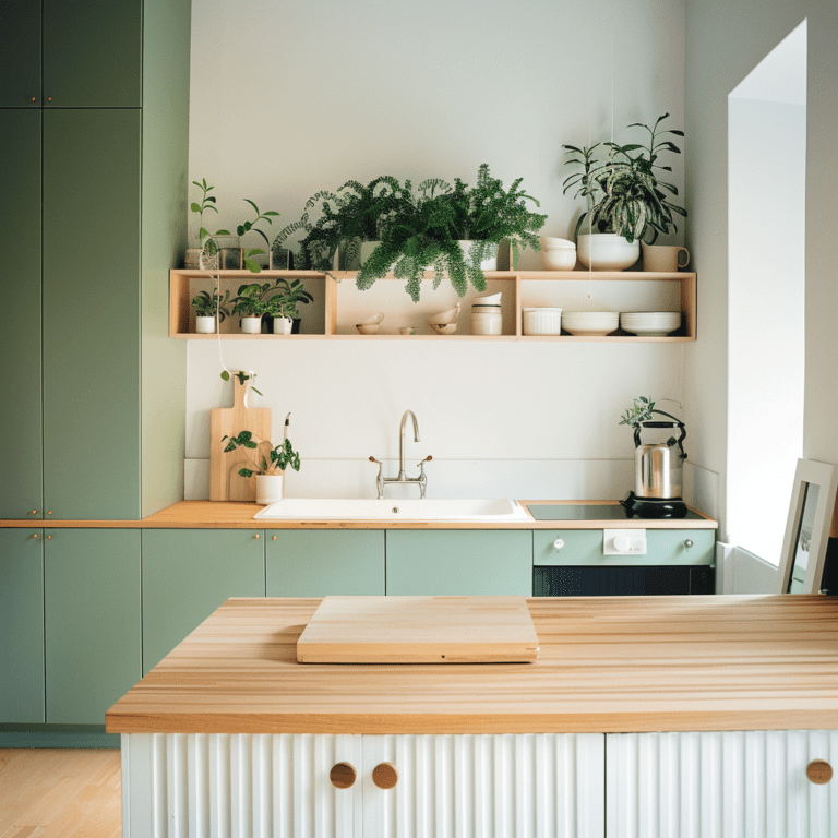 Butcher Block Countertops With Green Cabinets - Posh|Chic|Cool