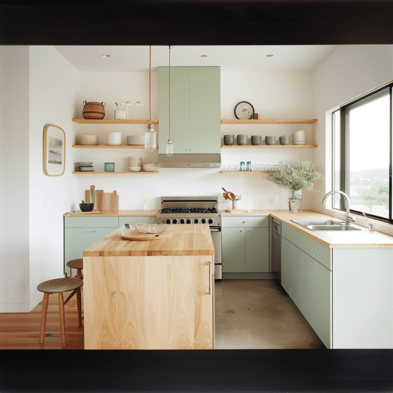 Butcher Block Countertops With Green Cabinets - Posh|Chic|Cool