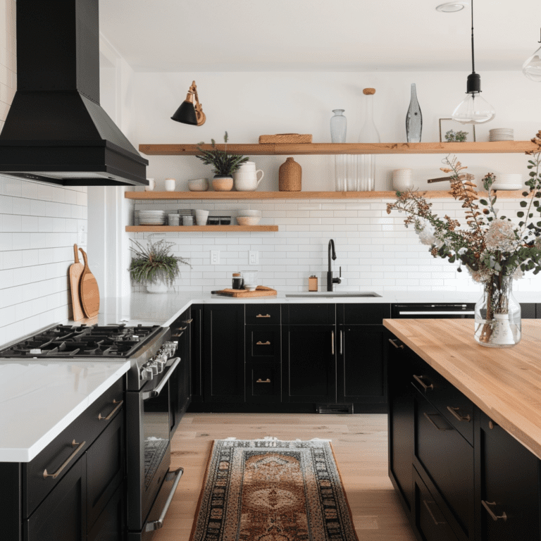 Black Kitchen Cabinets With Butcher Block Countertops - Posh|Chic|Cool